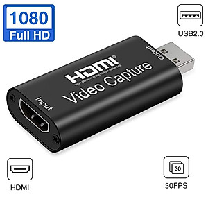 Audio Video Capture Cards, AWADUO HDMI to USB 2.0 - High Definition 1080p 30fps - Record Directly to Computer for Gaming/Streaming/Teaching/Video Conference or Live Broadcasting
