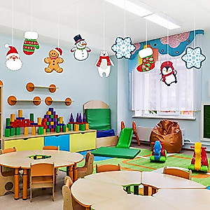 45 Pieces Mini Winter Cutouts for Classroom Snowflake Snowman Santa Gingerbread Christmas Cutouts with 100 Pieces Adhesive Glue Point Dots Winter Bulletin Board Classroom for Toddler Kids Preschool