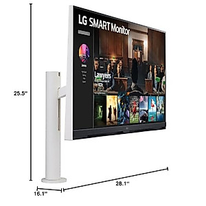 LG (32SQ780S) - 32-Inch 4K UHD(3840x2160) Display, Ergo Stand, webOS Smart Monitor, ThinQ Home, Magic Remote, USB Type-C™, 2x5W Stereo Speakers, AirPlay 2, Screen Share, Bluetooth,White
