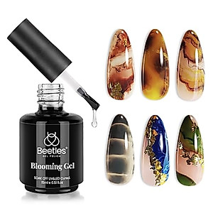 Beetles Nail Blooming Gel 15ml Clear Uv Led Blossom Gel Polish for Spreading Effect Marble Natural Stone Watercolor Floral Print Soak off Nail Gel Diy Nail Art Design Manicure