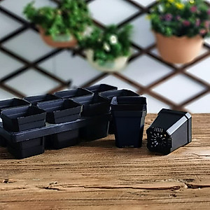 Cashger 10 Pack Plant Nursery Pots Sets 3" Thicken Soft Plastic Gardening Pot Little Planting Pots Seedling Cups with 10 PCS Labels, Humidity Lids and Trays