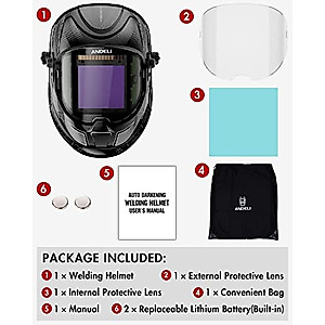 ANDELI Welding Helmet,Panoramic 180° Large Viewing True Color Solar Powered Auto Darkening Welding Helmet with Side View 4 Arc Sensor Wide Shade 4/5-8/9-13 Welder Mask for TIG MIG ARC Grinding Plasma