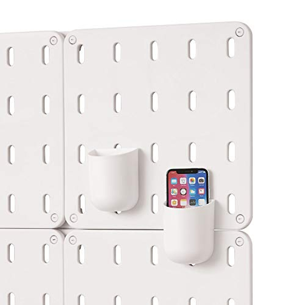 iDesign Cade BPA-Free Plastic Modular Hanging Pegboard Organizer Storage Cup, 3.2" x 3.04" x 4", Matte White