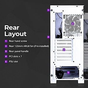 Zalman Z3 Iceberg ATX Mid Tower Gaming PC Case - 2 x 120mm ARGB Fans Preinstalled - Tempered Glass Side Panel - Support E-ATX, 2 x USB 3.0, White
