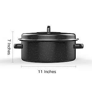 Enameled Roasting Pan with Lid, 11 Inch Covered Roaster Pan Turkey Roaster Pan-Cooling Holes On The Bottom, Small Cookware for Turkey, Meat, Vegetables, Sweet Potatoes