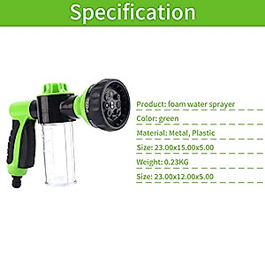 Foam Water Sprayer,Car Foam Hose Sprayer Dispenser 8 Watering Patterns Wash Cleaning Tool