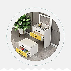 WYKDD Multi-Function Makeup Table Nordic Dressing Table Storage with Drawer Cabinet Bedroom White Black with Small (Color : D)