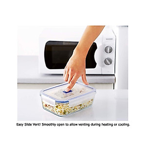 Luminarc Pure Box Active Glass Food Storage Container with Sliding Vent Lid (Rect 3.4 Cups / 800ML)