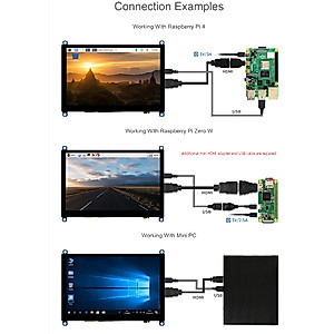 Waveshare 5 Inch HDMI LCD Screen 800x480 TFT Capacitive Touch Screen Display Monitor for Raspberry Pi 4B/3B+/A+/B/2B/B+/A+/Zero W Compatible with Windows 10/8.1/8/7