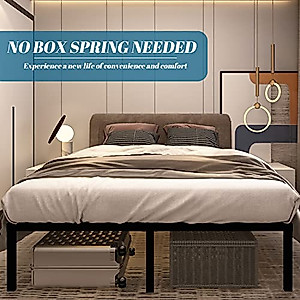 Chezisam Full Bed Frame No Box Spring Needed 18 "Tall Metal Platform Bed Base Heavy Duty Steel Slat Mattress Foundation with Under Bed Storage Space Easy Assembly,Non-Slip Noiseless