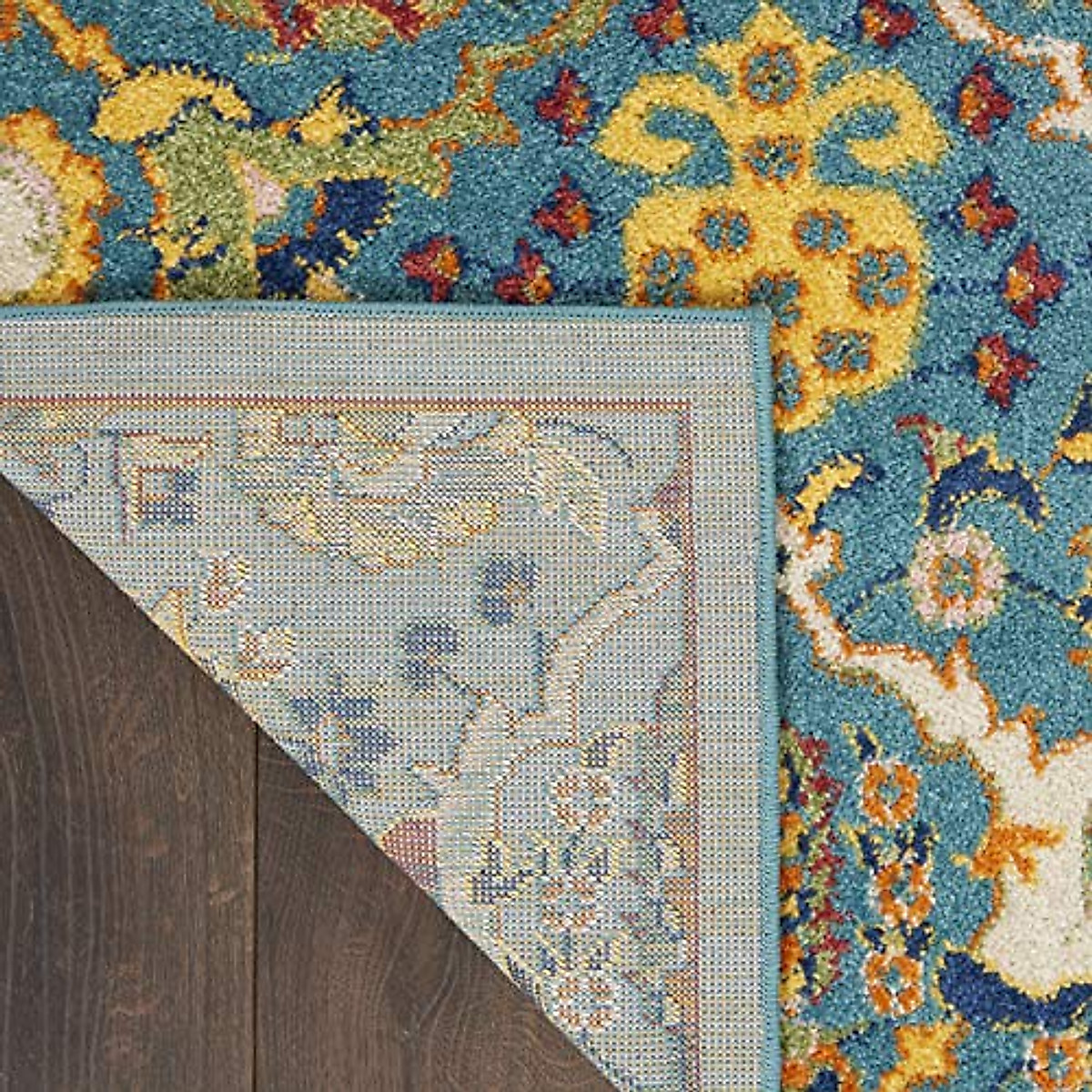 Nourison Allur Traditional Turquoise Ivory 9' x 12' Area Rug, Easy Clean, Non Shedding, Bed Room, Living Room, Dining Room, Kitchen (9x12)