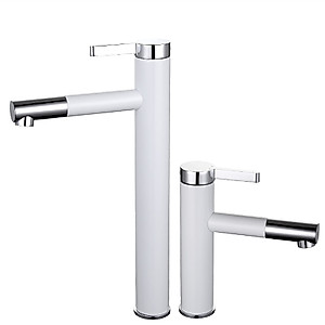 QAZWSXED LESANGBAIHUODIAN White Spray Painting Bath Sink Faucet Bathroom Cold and Hot Tap Crane with Aerator 360 Rotating F1052-14/15 (Color : F1052 14)