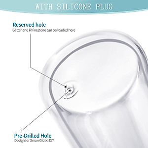 YOUKE OLA 8 Pack Pre Drilled Beer Glass Can Shaped Double Wall Glass Cans Blank with Bamboo Lid & Straws, Glass Cups for Snow Globe Glitter (Clear 12oz)