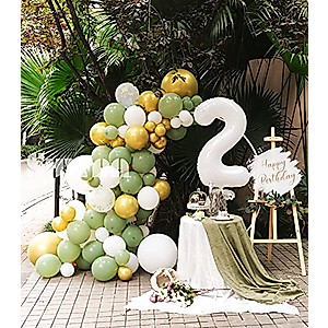 SUWEN 40 Inch White Large 2 Balloon Number Big Foil Helium Number Balloons 0-9 Giant Jumbo Happy 2nd Birthday Party Decorations for Boy or Girl Huge Mylar Anniversary Party Supplies
