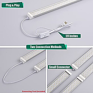 SZHLUX 6 Pack LED Shop Light 4FT 60W, 8700LM, Linkable Utility Shop Light 5000K Daylight White Ceiling Light for Garage, Super Bright Integrated Shop Lights, Garage Light, Under Cabinet Light