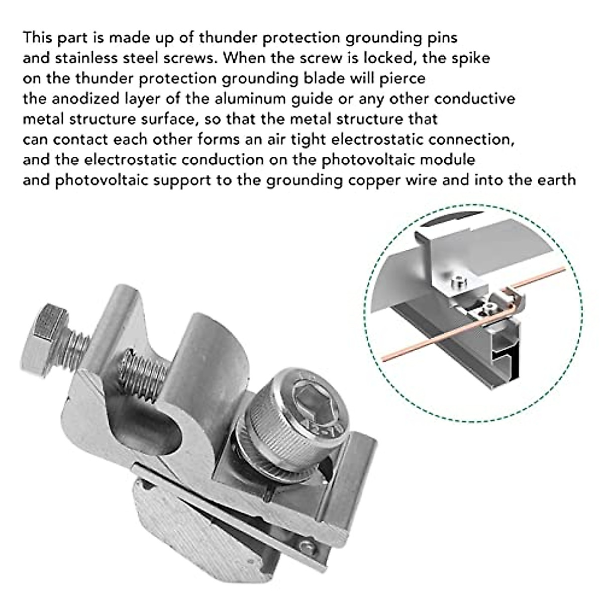 10Pcs Solar Mounting System Grounding Clip Lug Solar Panel Brackets Clamps Photovoltaic Support Parts with Good Compatible