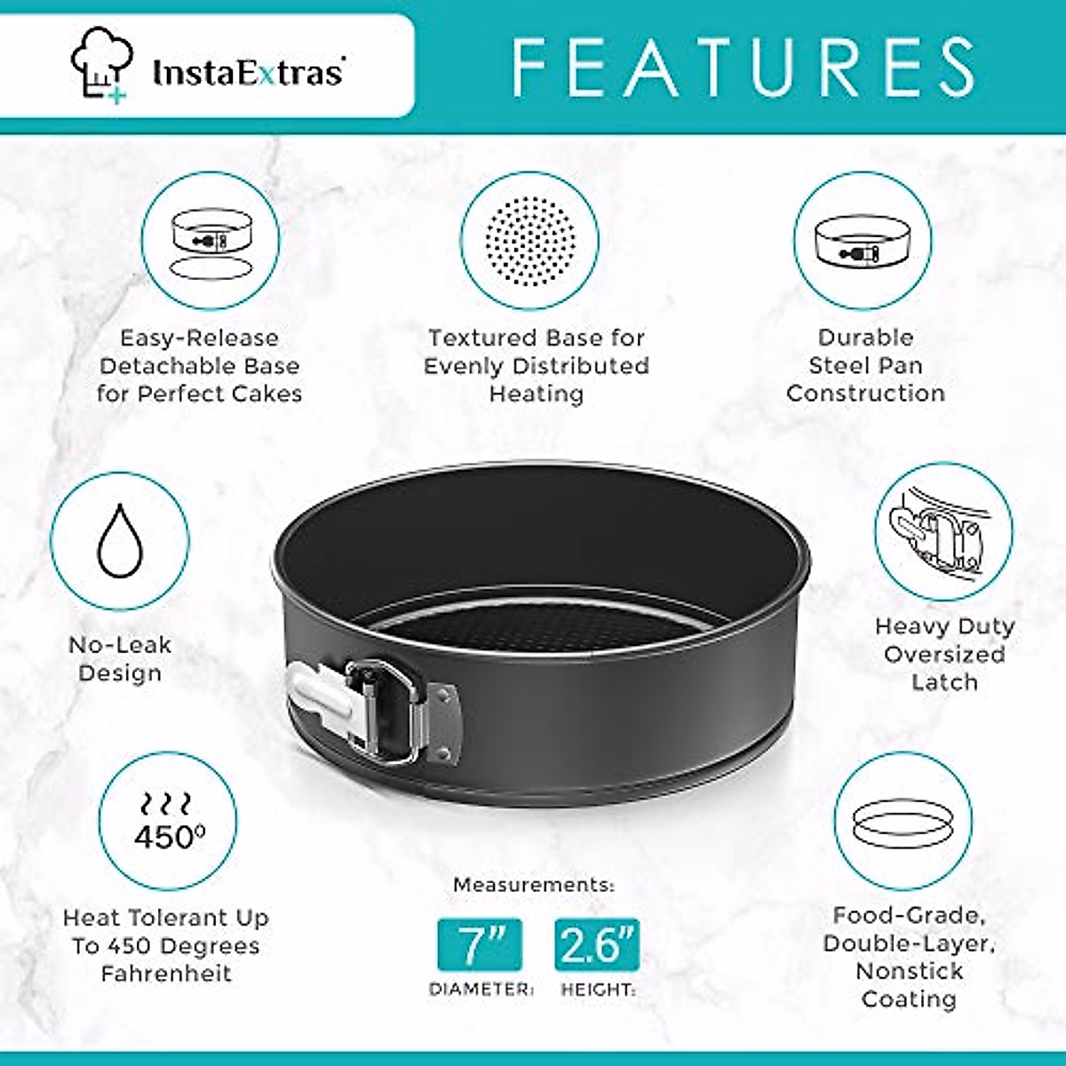 7-inch Springform Cake Pan - Spring Form Cheesecake Baking Pan Compatible With 6 Quart, 8 Qt Instant Pot, Pressure Cooker, And Oven - 7inch Round Nonstick Leakproof Deep Push Pans W/Removable Bottom