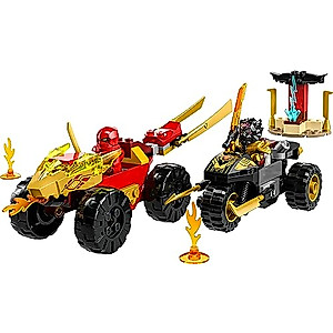 LEGO NINJAGO Kai and Ras’ Car and Bike Battle 71789 Beginner Building Toy Set, Features a Ninja Car Toy and Bike Plus 2 Minifigures, Birthday Gift for Toddlers and Kids Who are Little Ninja Fans