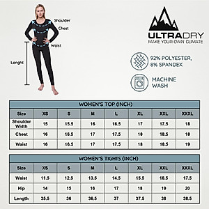 Women Thermal Set, Lightweight Ultra Soft Fleece Shirt and Tights,Black,Medium