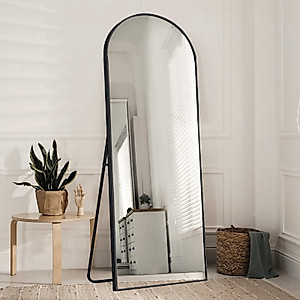 MEETDH Full Length Body Mirror, Arched Long Mirror, Black Body Mirror for floor & Wall, Large Metal Wall Mirror 65x22 inch, Tall Dressing Mirror for Bedroom, Living Room