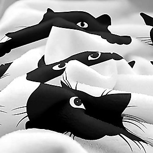 Feelyou Black Cat Fuzzy Blanket for Kids Toddler Cute Pet Cats Fleece Throw Blanket Kawaii Kitten Plush Blanket and Throws Super Soft Cozy Animal Sherpa Blanket 50"X60"