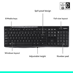 Logitech MK710 Wireless Keyboard and Mouse Combo — Includes Keyboard and Mouse, Stylish Design, Built-In LCD Status Dashboard, Long Battery Life