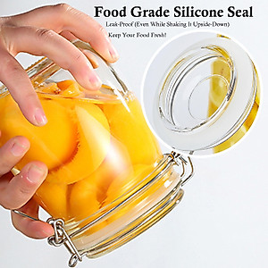 Glass Jars With Airtight Lid 24 Oz (Set Of 2) Wide Mouth Mason Glass Sealed Storage Canisters Leakproof For Coffee Sugar Nuts Spice Refrigerator Pickles & Preserves Tea For Fridge Kitchen Pantry