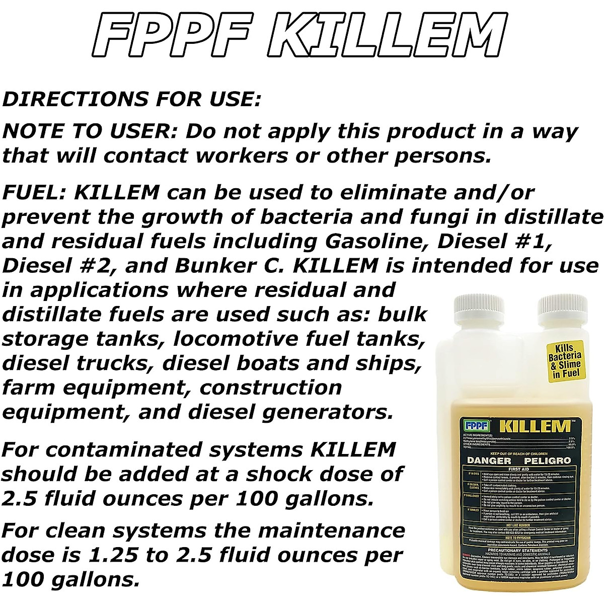 12 Bottles Killem FPPF Bacteria Slime Killer 16 Oz. NEW