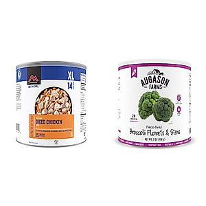 Mountain House Cooked Diced Chicken | Freeze Dried Survival & Emergency Food | #10 Can | Gluten-Free, 30235-Parent & Augason Farms Freeze Dried Broccoli Florets & Stems 7 oz No. 10 Can