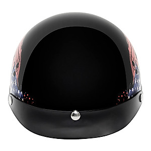 VCAN Cruiser Half Face Motorcycle Helmet with Drop-Down Sun Visor, Removable Peak and Quick Release Buckle