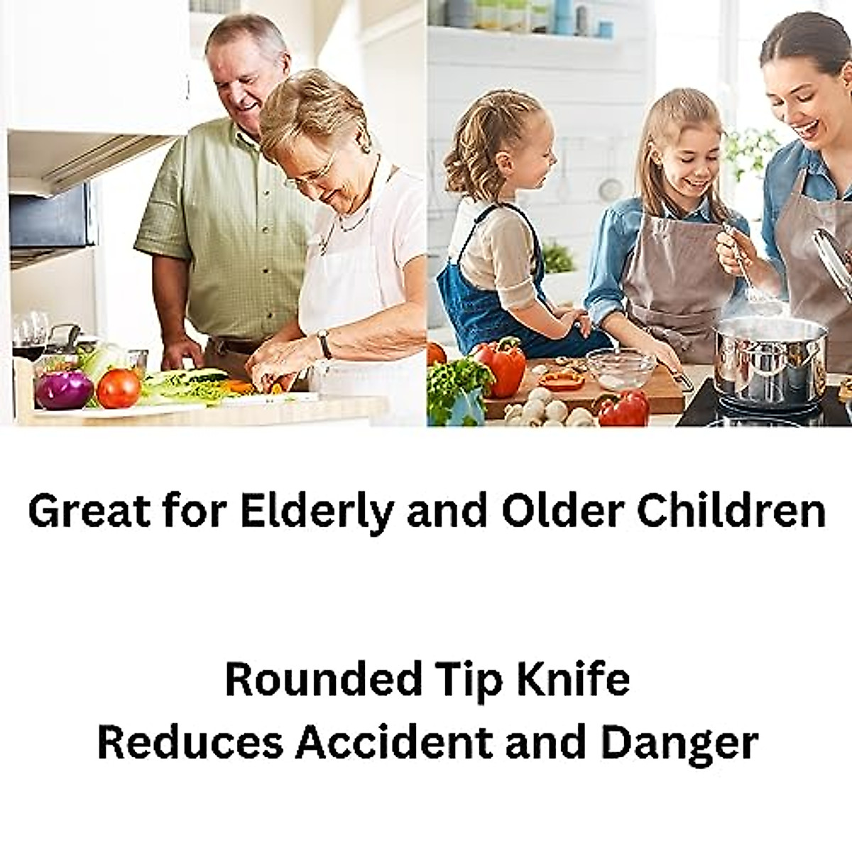 Rounded Tip Knife/Safety Blunt Knives/Cutlery for Cutting Slicing Fruit and Vegetable / 4.5 inches Smooth Sharp blade/Slice and Cut Kitchen Tools (Rounded Tip Penquin Brand)