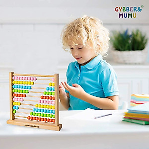 GYBBER&MUMU Wooden Counting Number Maths Learning Abacus Educational Toy, Multicolor