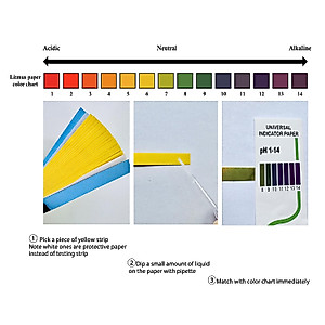 pH Test Strips 200 Strips Range pH 1-14 Test Paper Extensive Test Paper (200 Strips with Strong Storage case, Dropper Included)