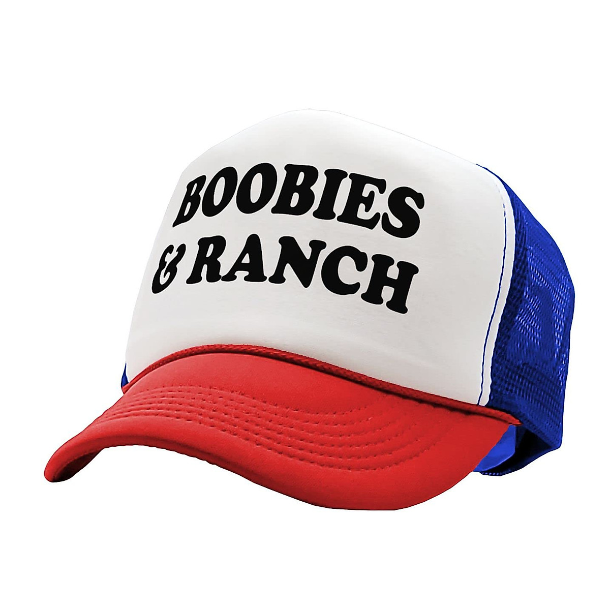 Boobies and Ranch - Vintage Retro Style Trucker Cap Hat (R W B)