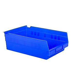 Hudson Exchange 12 x 8 x 4" Plastic Nesting Storage 12” Shelf Bin Container - 15 lb Capacity (Blue)