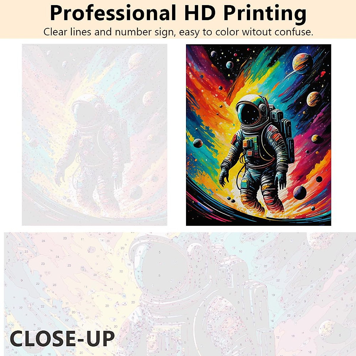 DIY Astronaut Paint by Numbers, Nebula Paint by Numbers for Adults, Magical Alien World Art Painting Adult Paint by Numbers Kits on Canvas Paint by Numbers for Adults Beginner 16"x20" without Frame