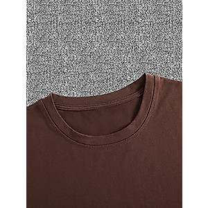 Cozyease Men's Graphic Tees Letter Print Short Sleeve T Shirts Casual Summer Tops Streetwear Vintage Tees Coffee Brown L