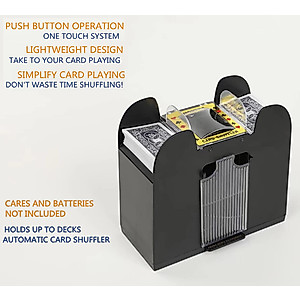 INFIJYON 1-6 Card Shuffler, New Upgraded USB/Battery Powered Casino Poker Auto Shuffler for House Party Card Games, Poker, Blackjack, Uno, Texas Hold'em