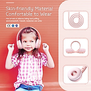 Kids Headphones, 94dB Volume Limit Wired Headphone for Kids, Foldable Lightweight Toddler Headphone Over Ear for School Airplane Travel, Soft Earmuff, 3.5mm Wired Headset for iPad Chromebook Girls Boy