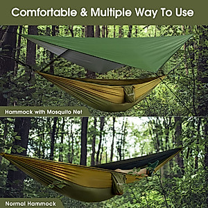 G4Free Camping Hammock with Net and Rain Fly- Portable Hammock Tent with Tarp, 2 Person Lightweight Hammock for Camping Hiking Backyard Outdoor Backpacking Travel