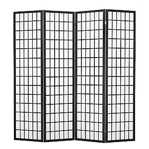 FDW Room Divider 4 Panel Oriental Shoji Screen 6Ft Folding Privacy Divider Wall Divider Portable Freestanding Partition Screen Japanese-Inspired Wood Divider ,White