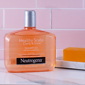 Neutrogena Exfoliating Healthy Scalp Clarify & Shine Shampoo for Oily Hair and Scalp, Anti-Residue Shampoo with Pink Grapefruit, pH-Balanced, Paraben & Phthalate-No, Color-Safe, 12 Fl Oz (pack of 3)