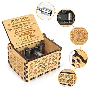 Music Box Hand Crank Engraved Musical Box-U R My Sunshine Mechanism Antique Vintage Personalizable Gift for Mom from Daughter