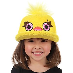 elope Disney Ducky Toy Story Fuzzy Cap - Faux Fur with Embroidered Features - One Size Fits Most - Yellow