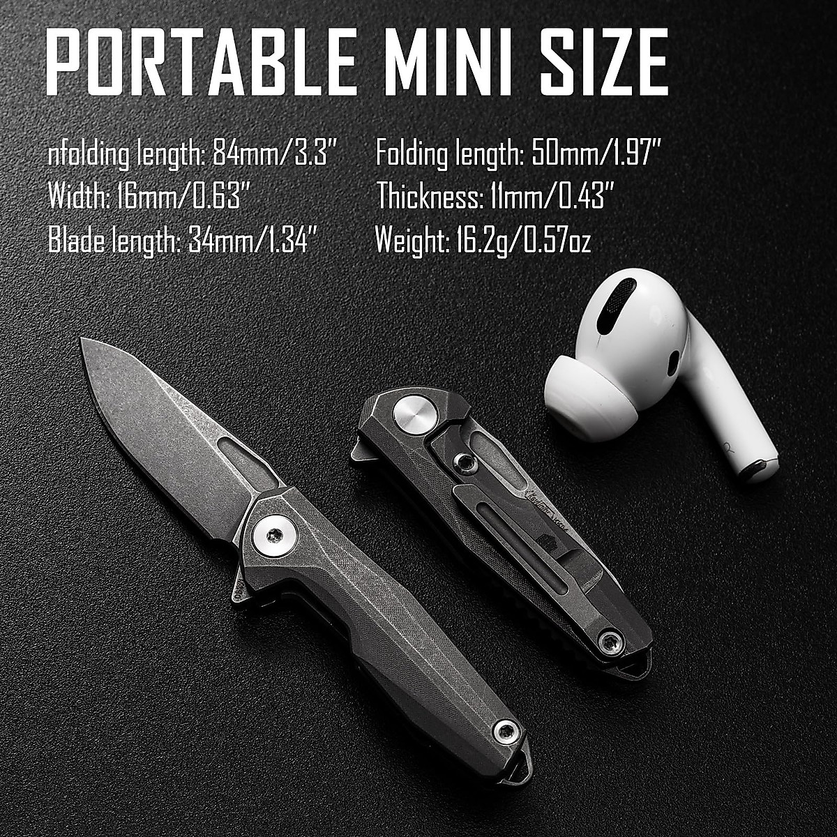 KeyUnity KK04 Titanium Mini Folding Knife Flipper Pocket Knife 1.34" Blade, Small EDC Utility Knife for Everyday Carry