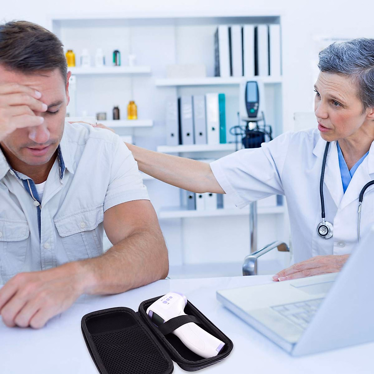 ARTIBETTER Thermometer Case Forehead Thermometer Hard Carrying Case Thermometer Storage Bag for Home Outdoor Travel(Black)