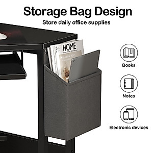 sogesfurniture Corner Desk Small Desk Corner Table for Small Space, Corner Computer Desk Writing Smooth Keyboard Tray & Shelves,Compact Home Office Triangle Table
