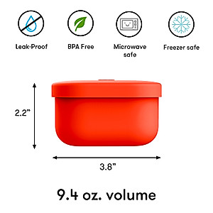 Omie OmieBox Silicone Leakproof Snack Containers To Go, Food Storage Containers with Lid, School Lunch Bento Container - BPA Free, Airtight, Dishwasher and Freezer Safe, Oven Safe - 9.4 ounces
