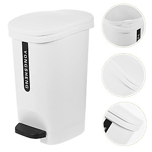 Cabilock 10L White Trash Can with Lid and Foot Pedal, Simple Trash Bin with Nordic Style, Multi-Functional Waste Paper Basket