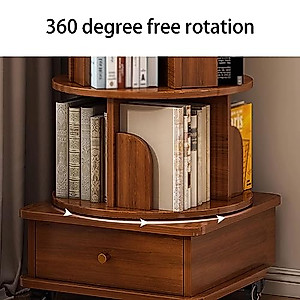 BBAUER Book Shelf Rotating, 360 Rotating Bookcase, Rotating Bookshelf 6 Tier, Mobile Bookshelf with Wheels, for Home Office, Study Room